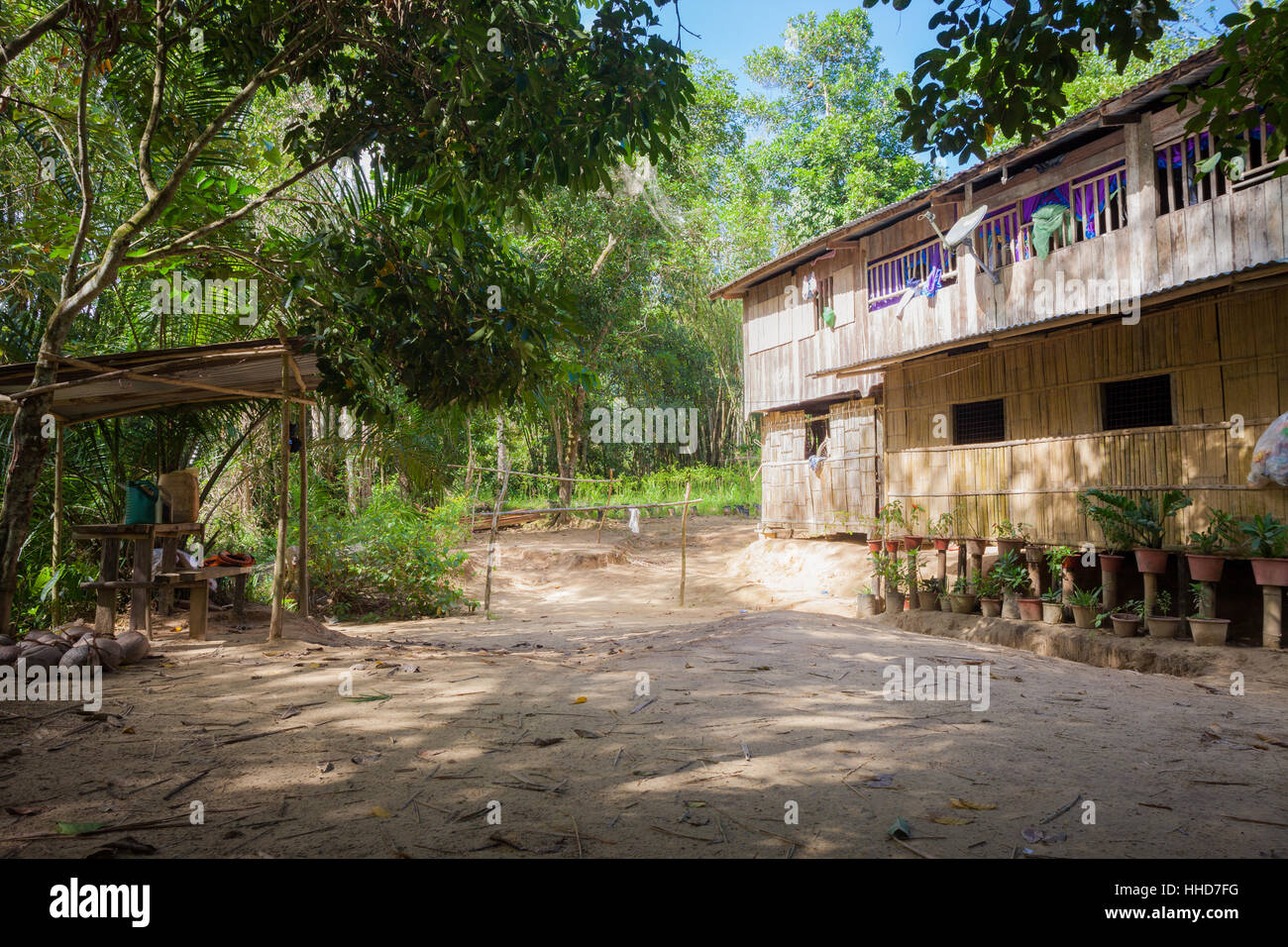 Rural hut or house, Sabah, Malaysian Borneo. These types of dwelling ...