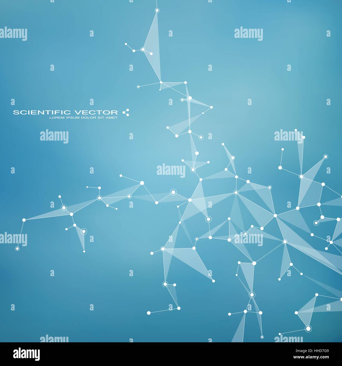 Molecule DNA and neurons vector. Molecular structure. Connected lines ...