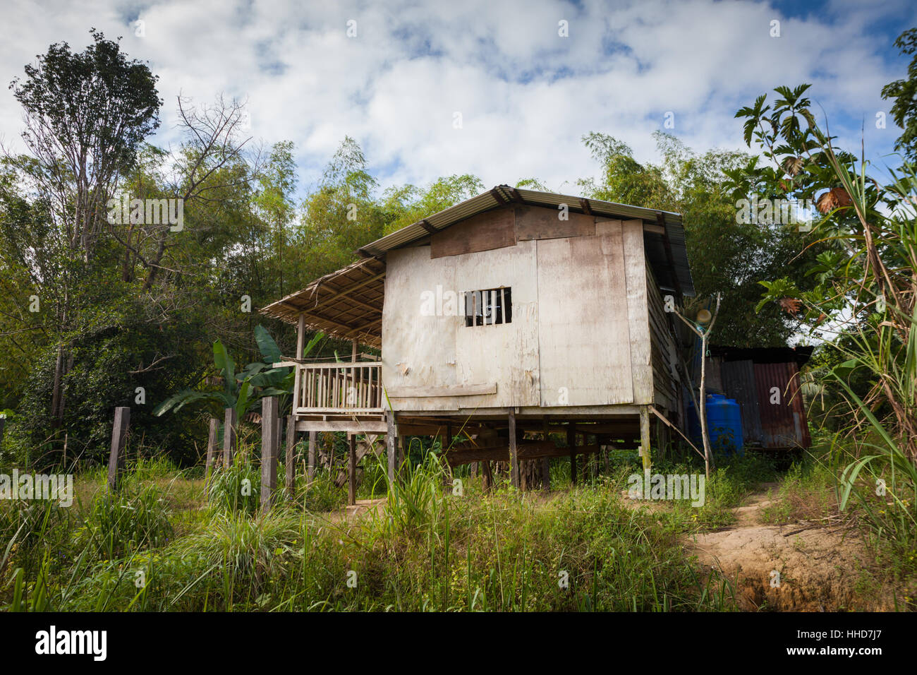 Rural hut or house, Sabah, Malaysian Borneo. These types of dwelling ...