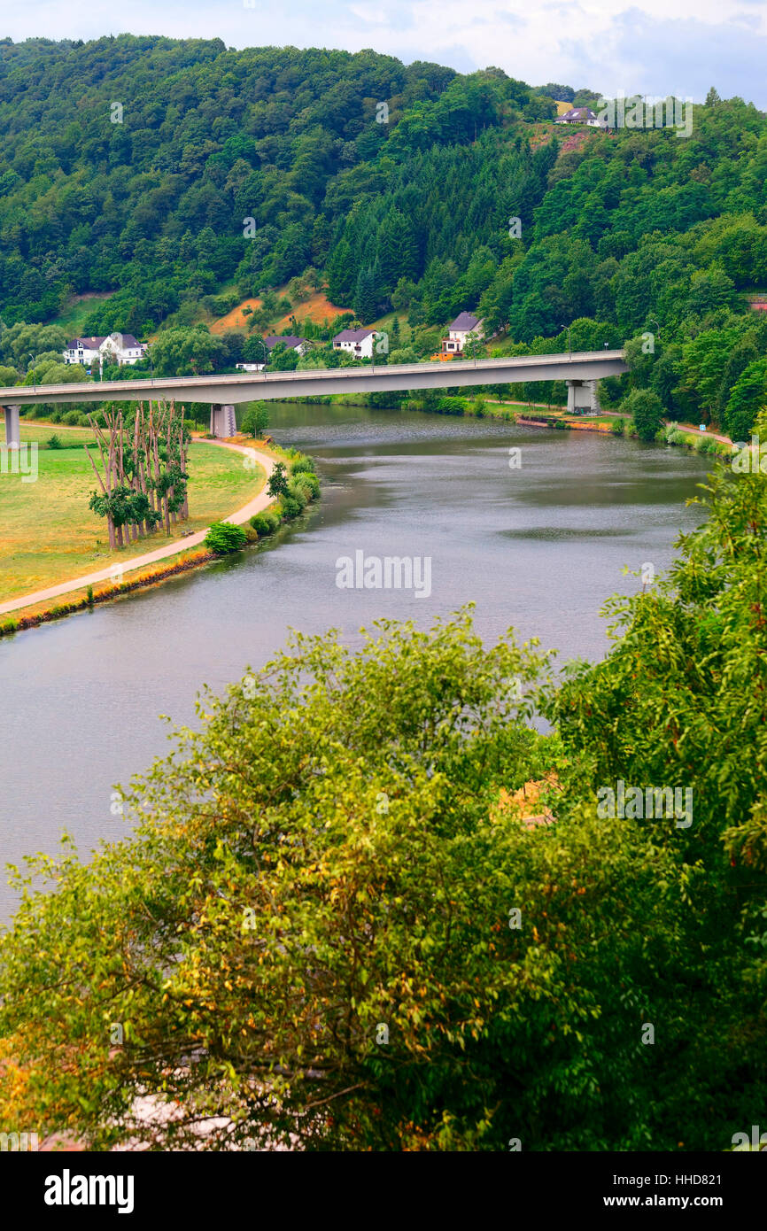 bridge, landscape, scenery, countryside, nature, forest, river, water ...