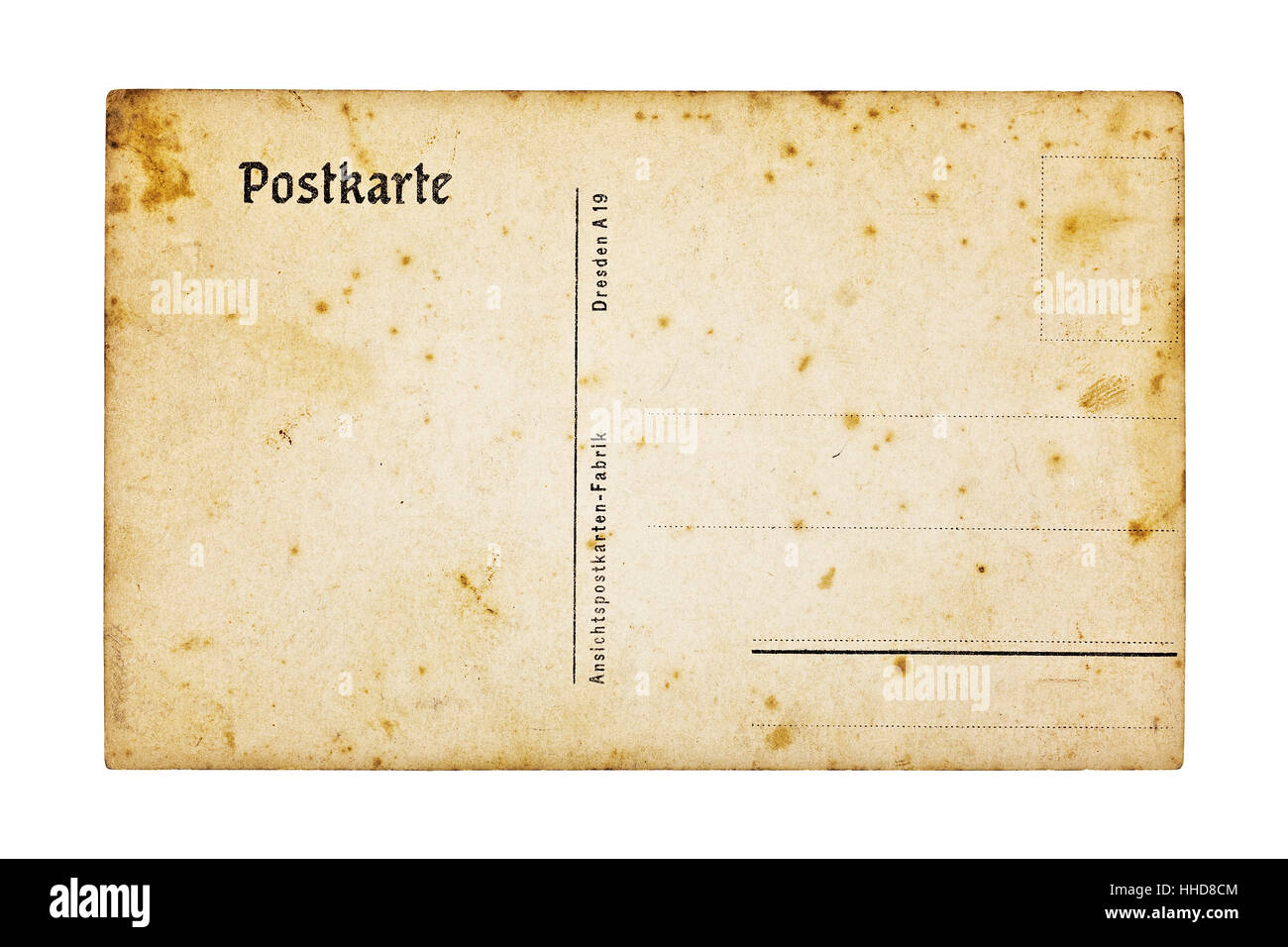 old and undescribed german postcard back isolated on white Stock Photo ...