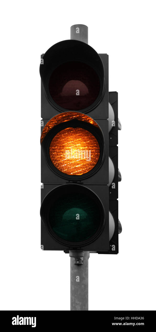 yellow traffic light isolated on white Stock Photo - Alamy