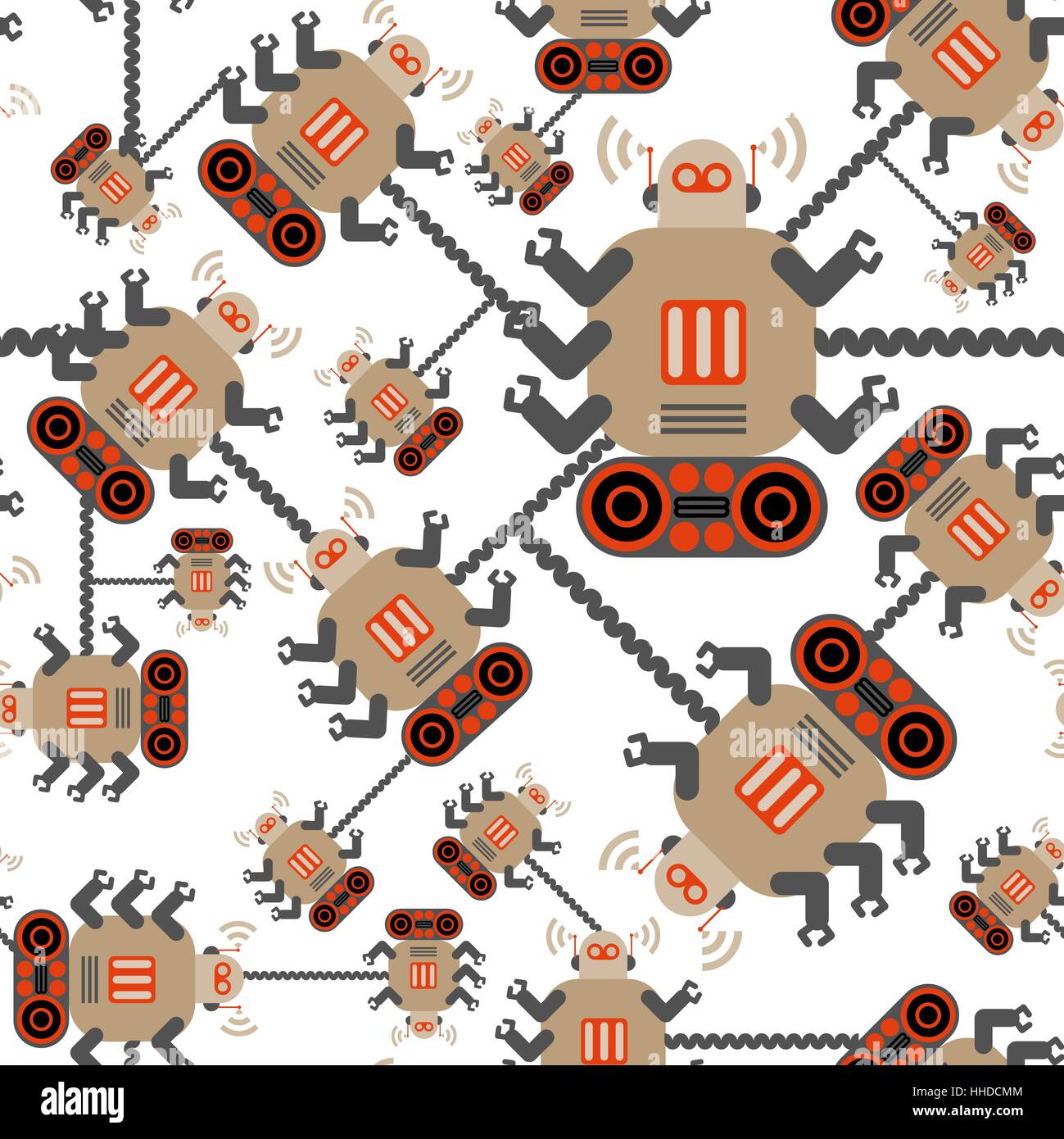 Robots color seamless pattern on white background Stock Vector Image ...