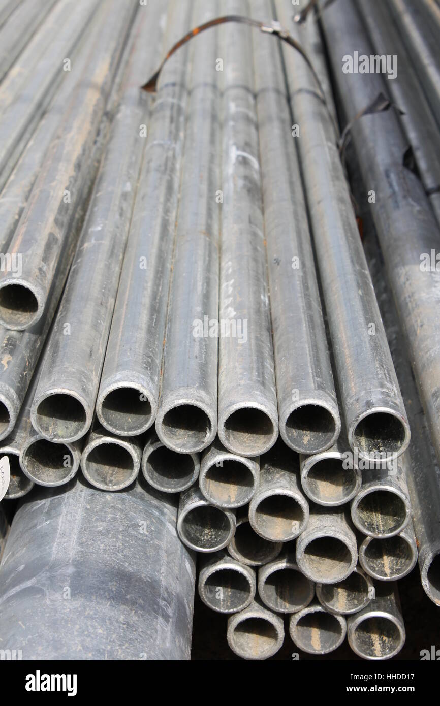 aluminum poles for house construction Stock Photo - Alamy