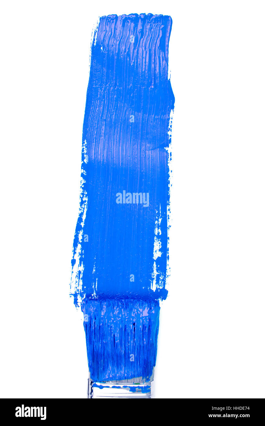 Blue vertical line of painting against a white background Stock Photo ...