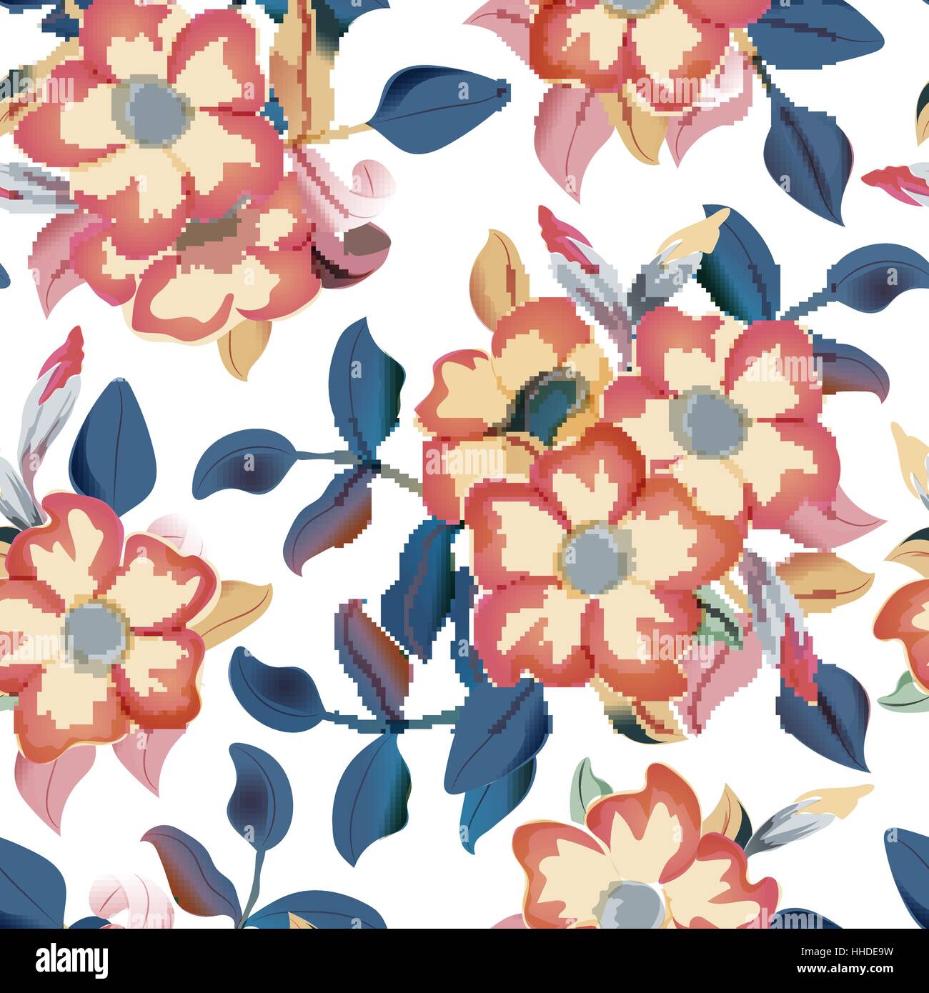 Vector seamless pattern displaying bold flowers. Elegance Seamless ...