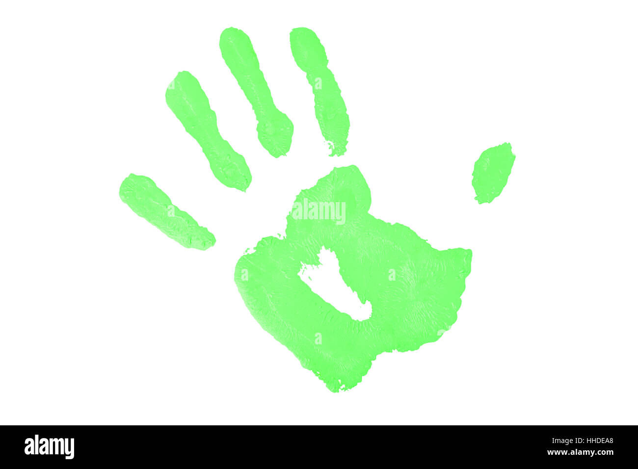 One green handprint against a white background Stock Photo - Alamy