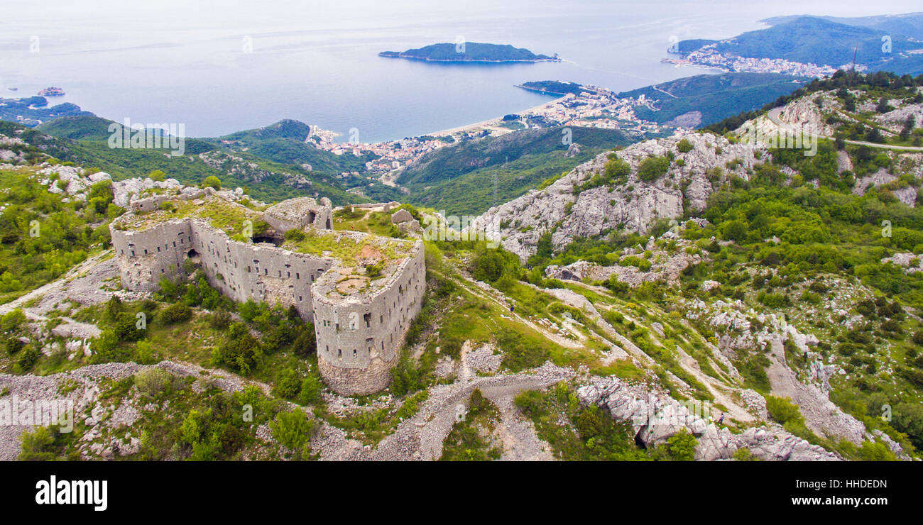Kosmac fortress in Montenegro, above Becici and Budva Stock Photo - Alamy
