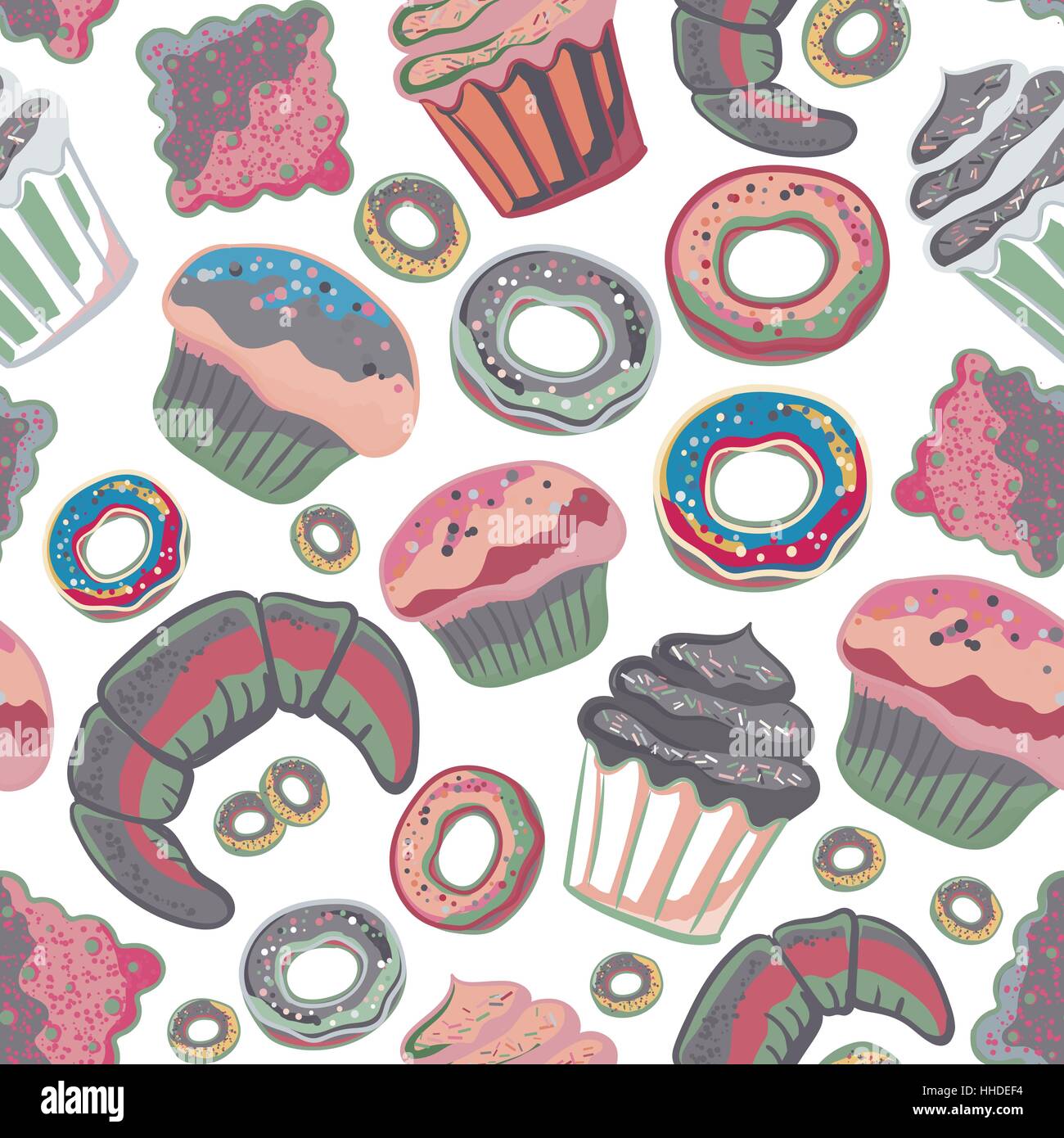 Vector food bakery seamless pattern with baked goods. Flour products ...