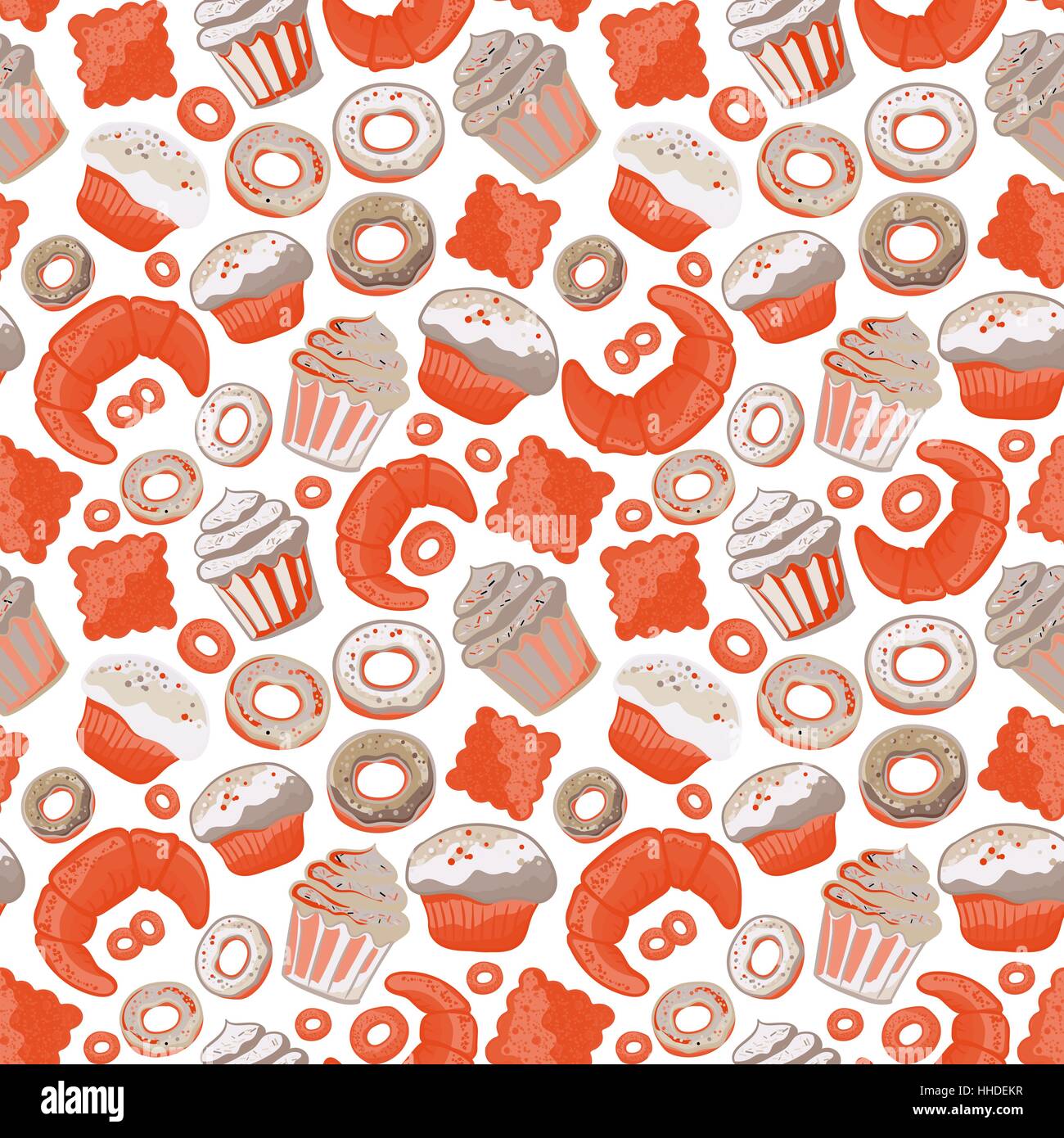 Vector food bakery seamless pattern with baked goods. Flour products ...