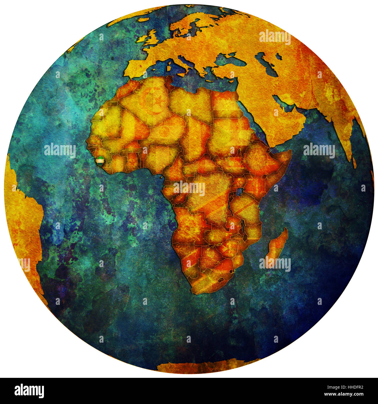 isolated, political, africa, vintage, flag, rust, continent, hemisphere ...