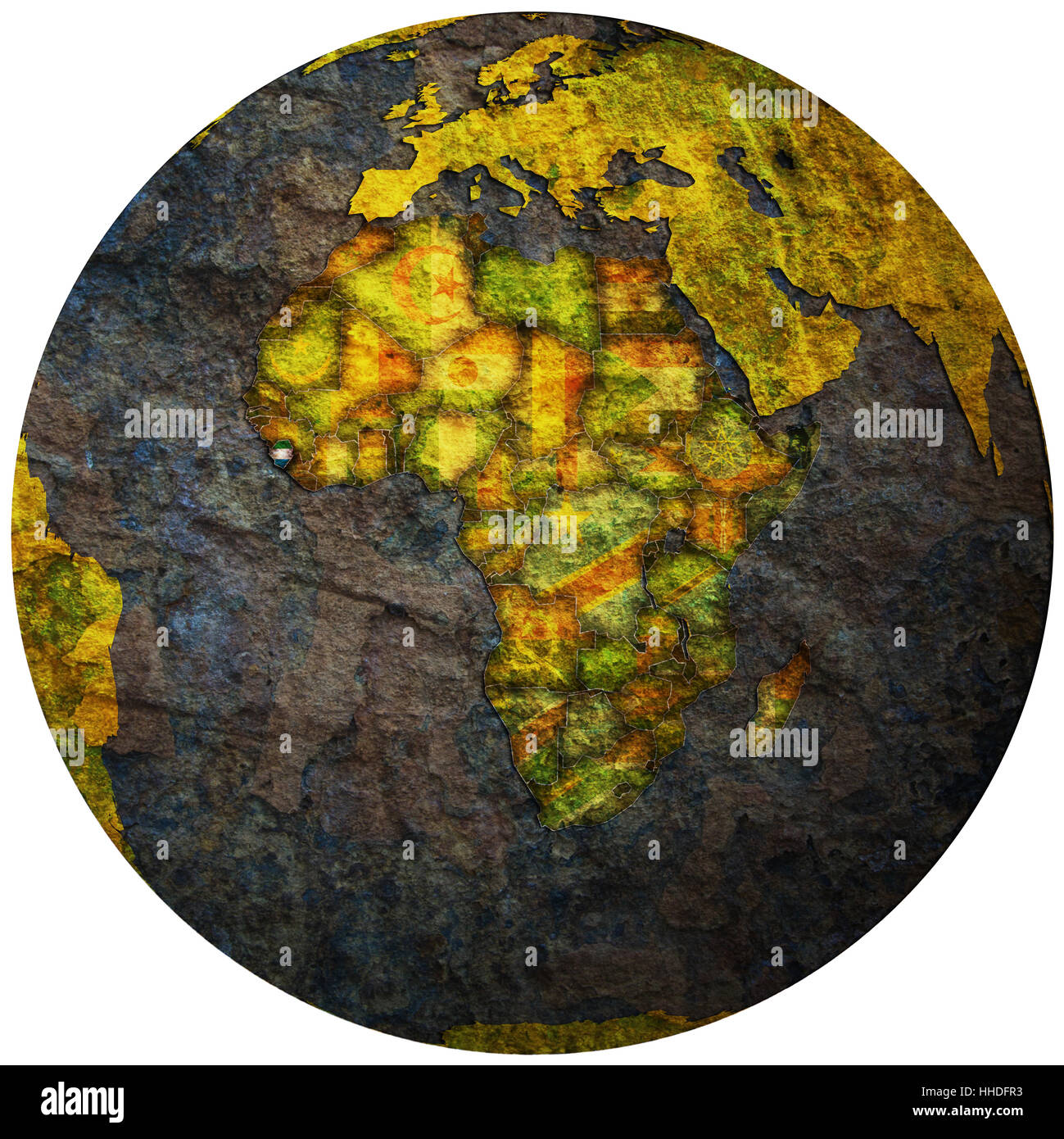 isolated, political, africa, vintage, flag, rust, continent, hemisphere ...