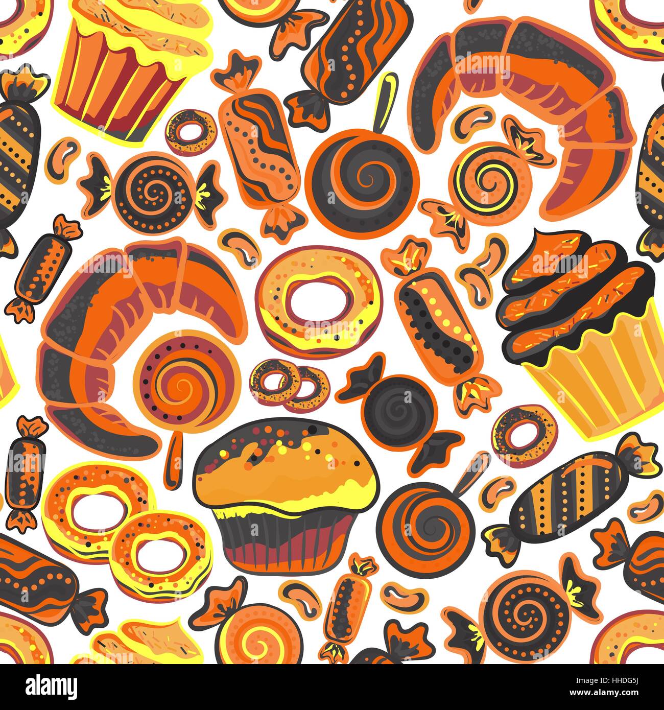Vector food bakery seamless pattern with baked goods. Flour products ...