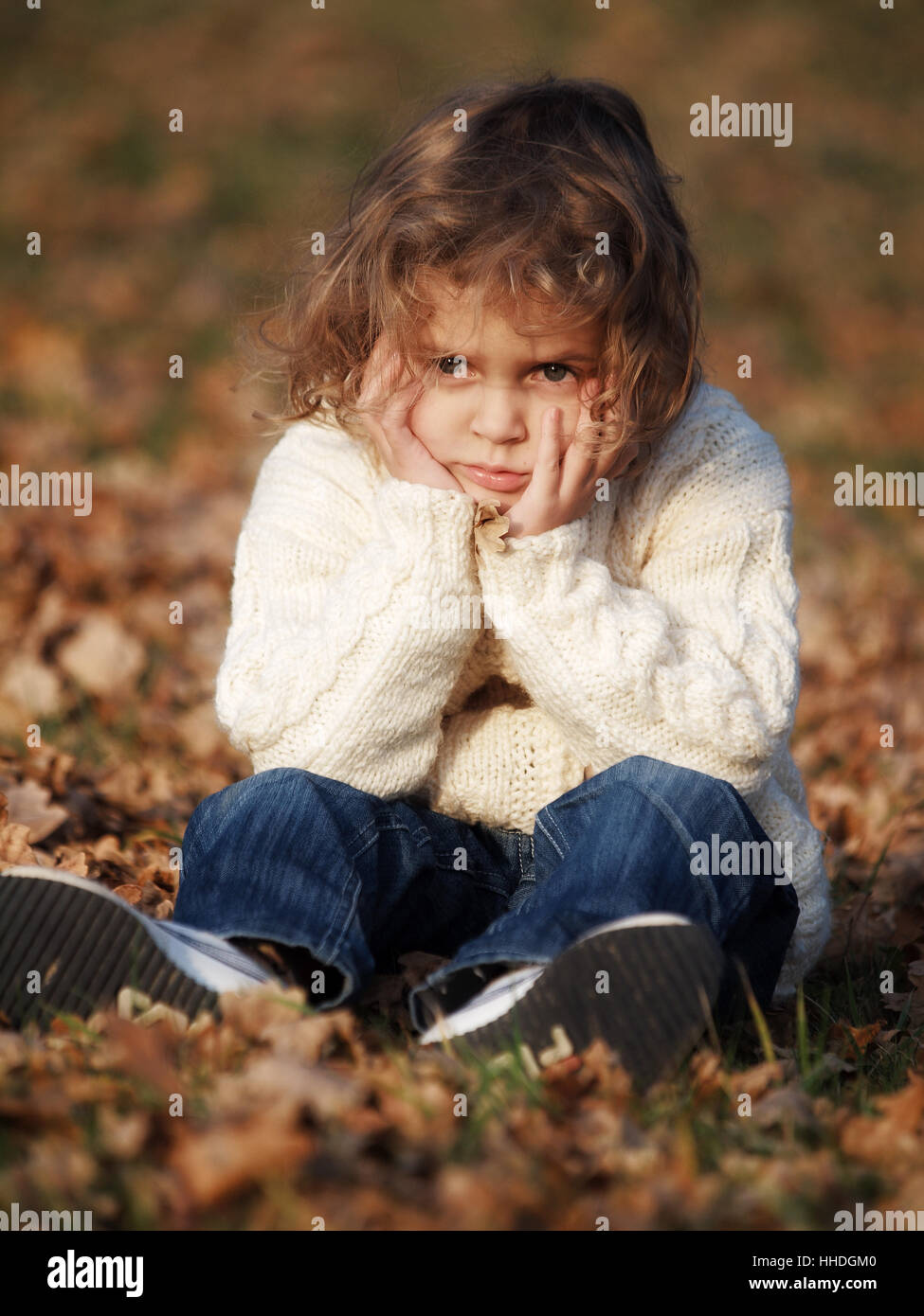 leaf, baby, outdoor, child, daugther, daughter, fall, autumn, leaf, sad ...