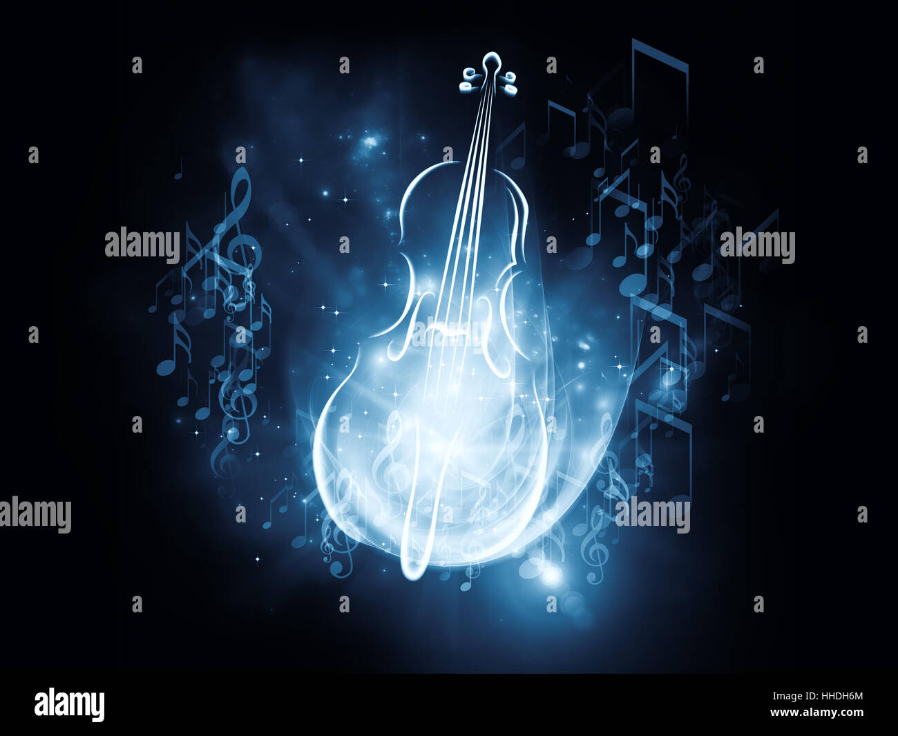 Creative arrangement of violin graphic, musical notes and design ...