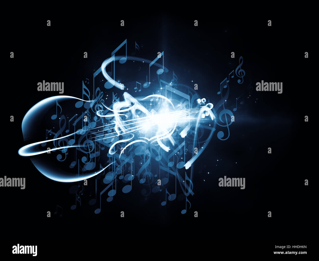 Creative arrangement of violin graphic, musical notes and design ...