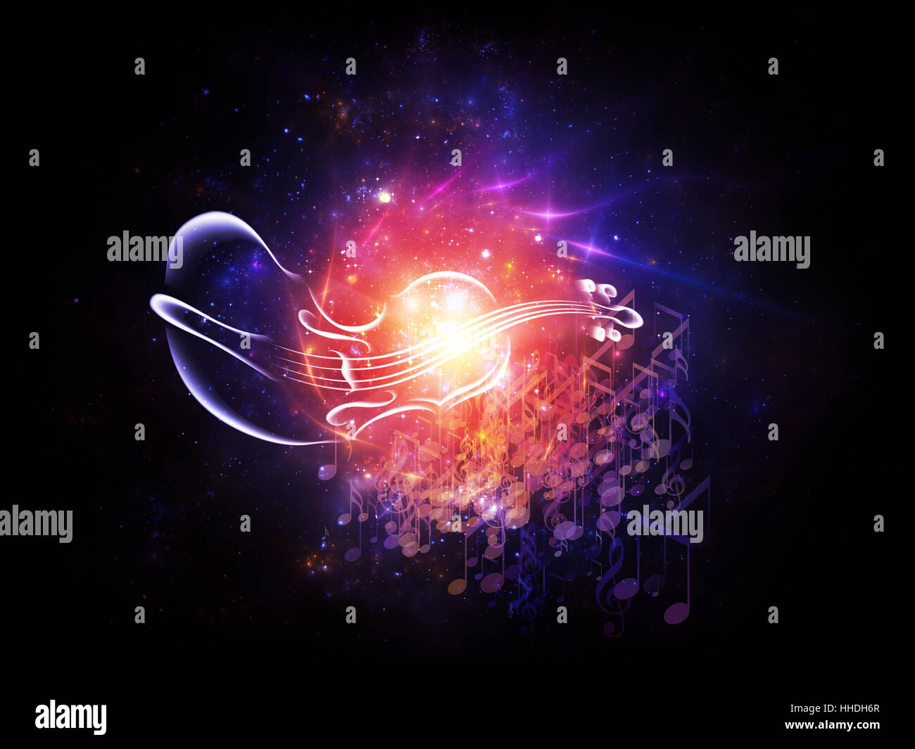 Arrangement of violin graphic, musical notes and design elements on the ...