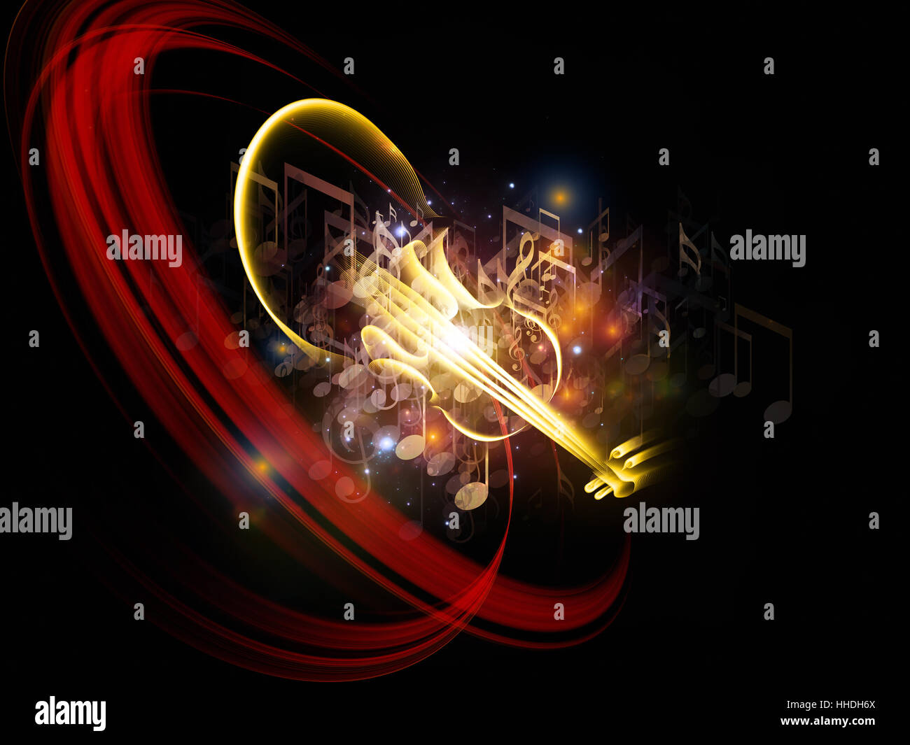Arrangement of violin graphic, musical notes and design elements on the ...