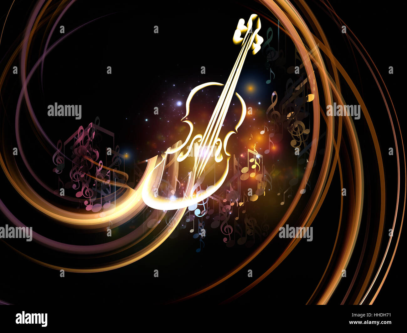 Interplay of violin graphic, musical notes and design elements on the ...