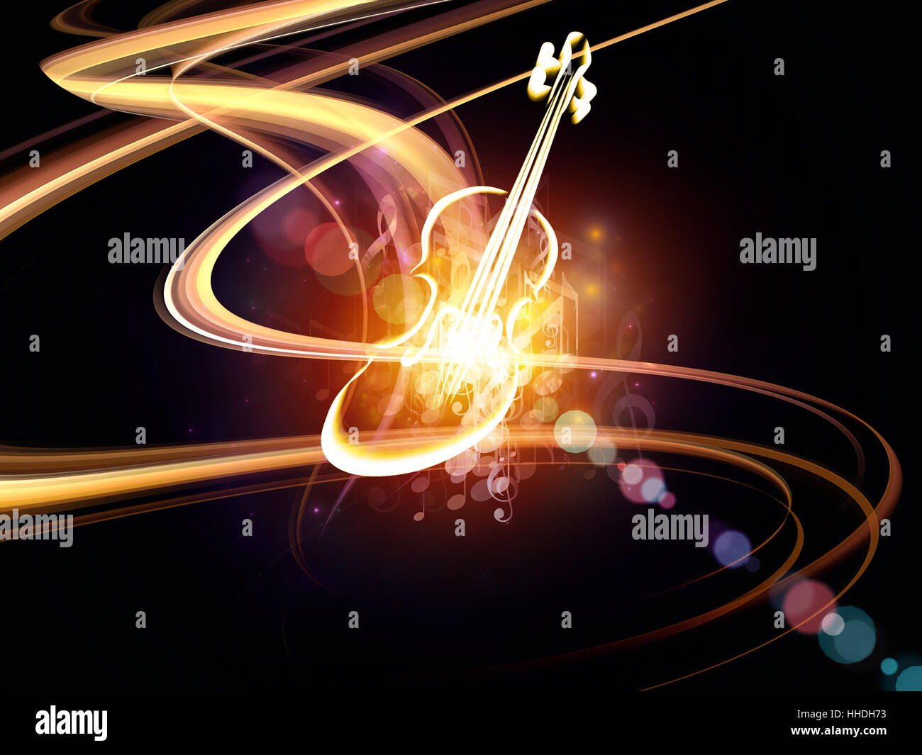 Composition of violin graphic, musical notes and design elements ...