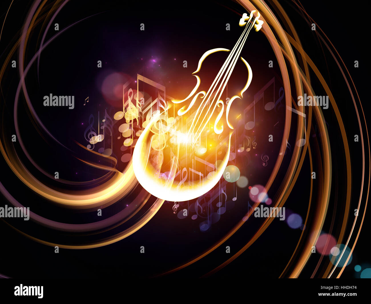 Backdrop of violin graphic, musical notes and design elements on the ...