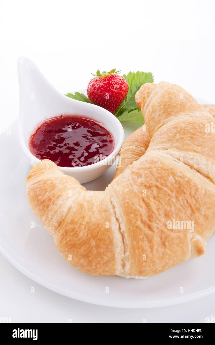 fresh croissant with strawberry jam isolated on white Stock Photo - Alamy