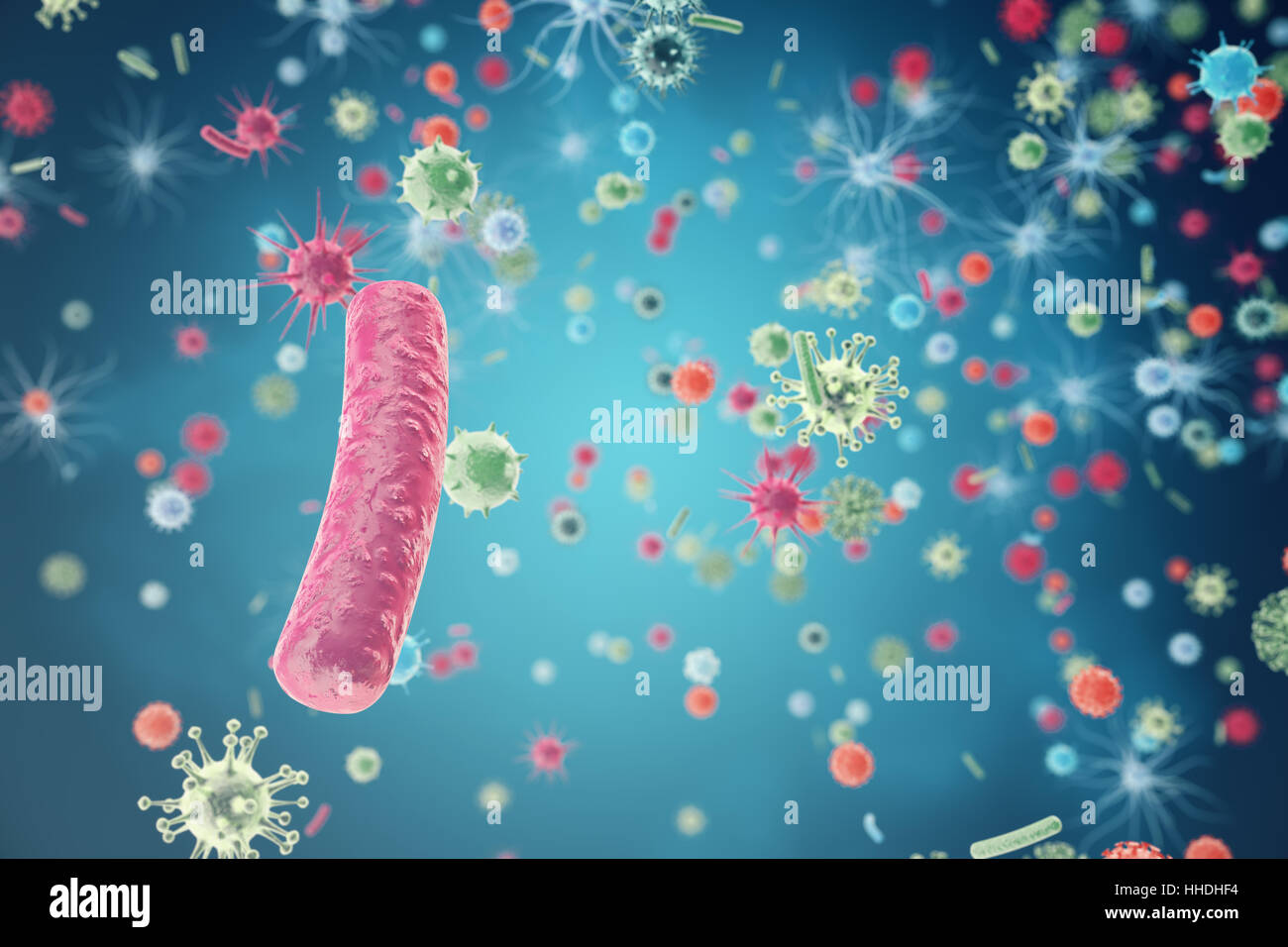 bacteria virus or germs microorganism cells. 3d rendering Stock Photo ...