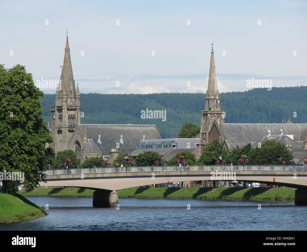 churches, city view, landscape format, steeples, bridge, europe ...