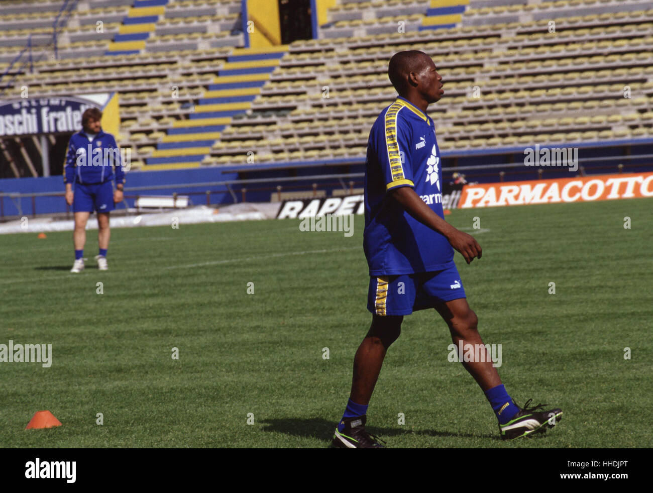 Colombian football player Faustino Asprilla training for Italian club ...