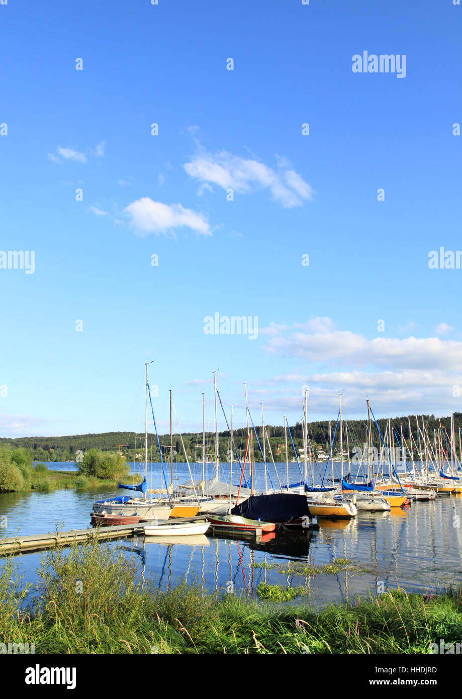 summer, summerly, artificial lake, sailing boat, sailboat, dam, blue ...