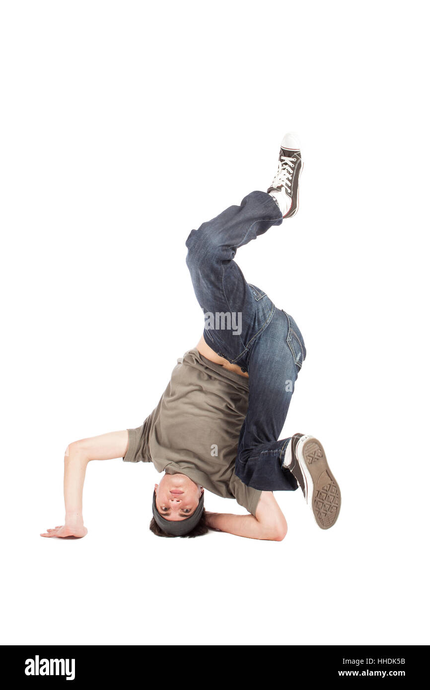 photo of dancer performing moves on the floor on white background Stock ...