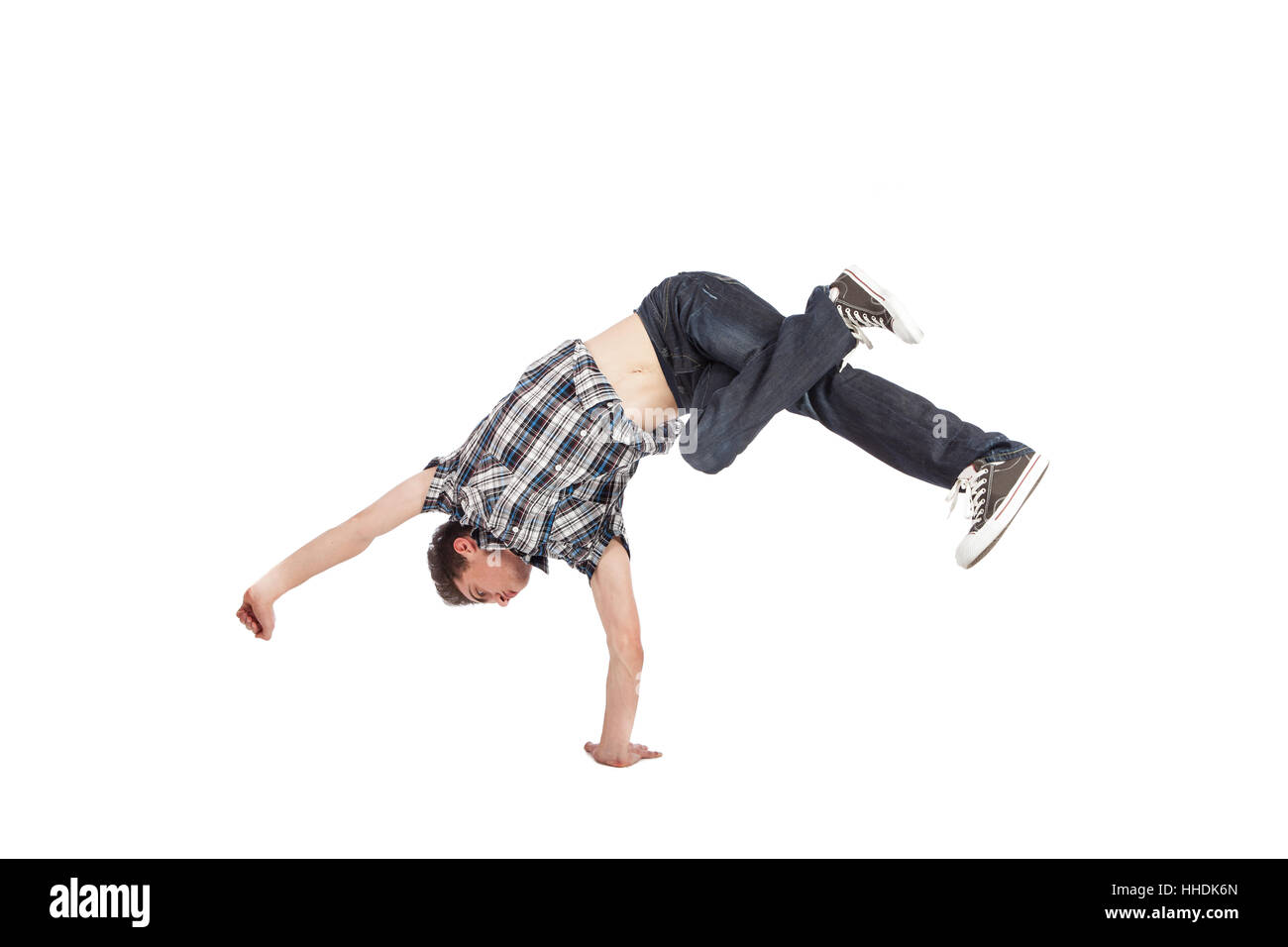 photo of young acrobatic dancer on white background Stock Photo - Alamy
