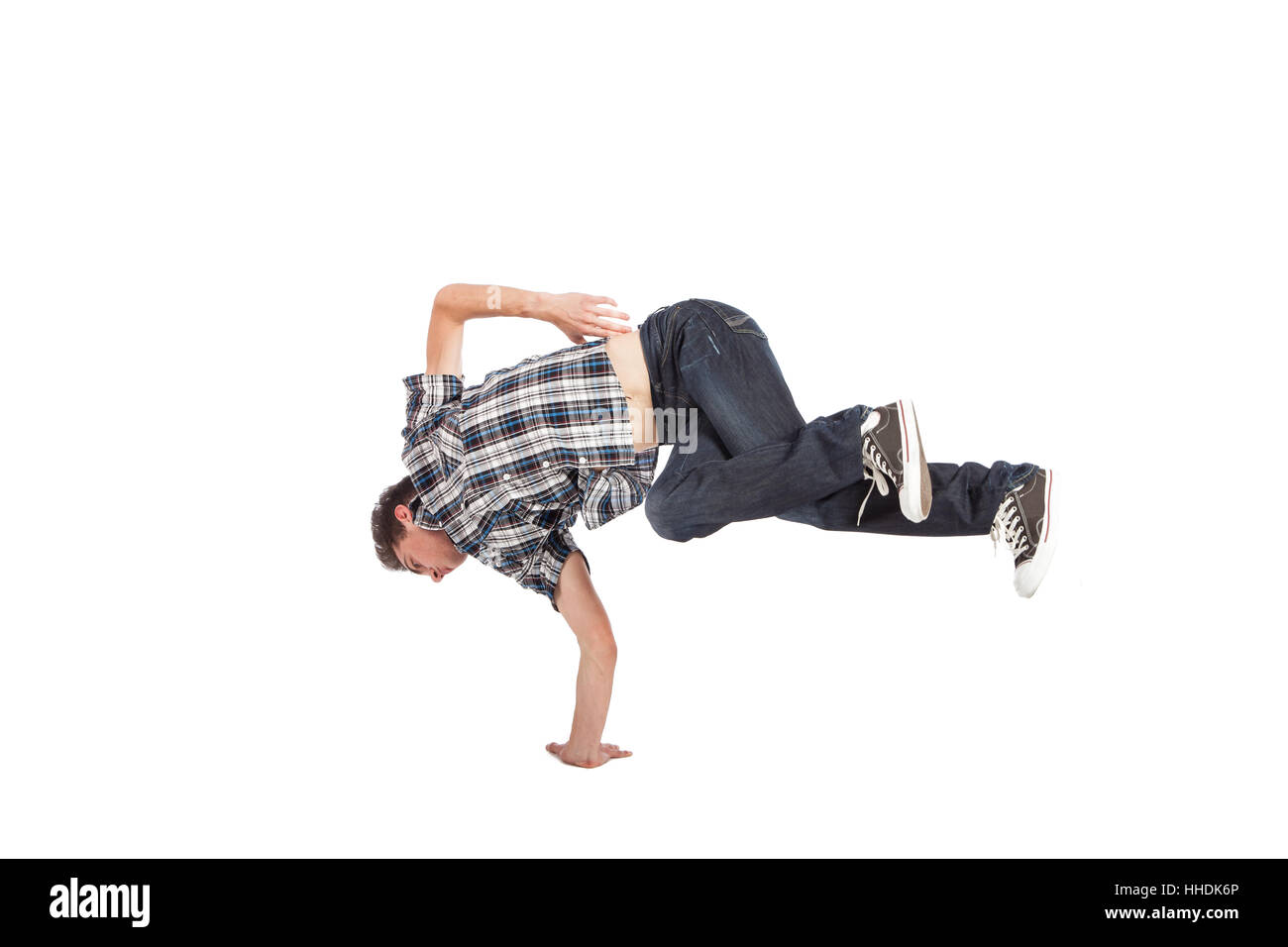 photo of young acrobatic dancer on white background Stock Photo - Alamy