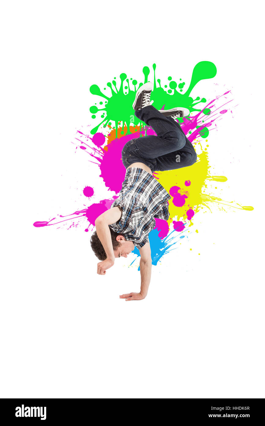 photo of young acrobatic dancer on white background Stock Photo - Alamy