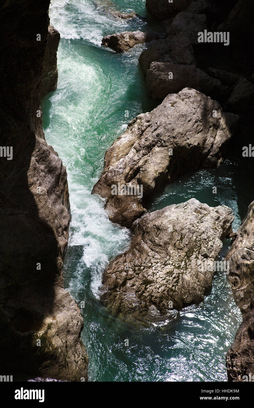ravine, lambs, river, water, mountains, wild, alps, ravine, sight, view ...