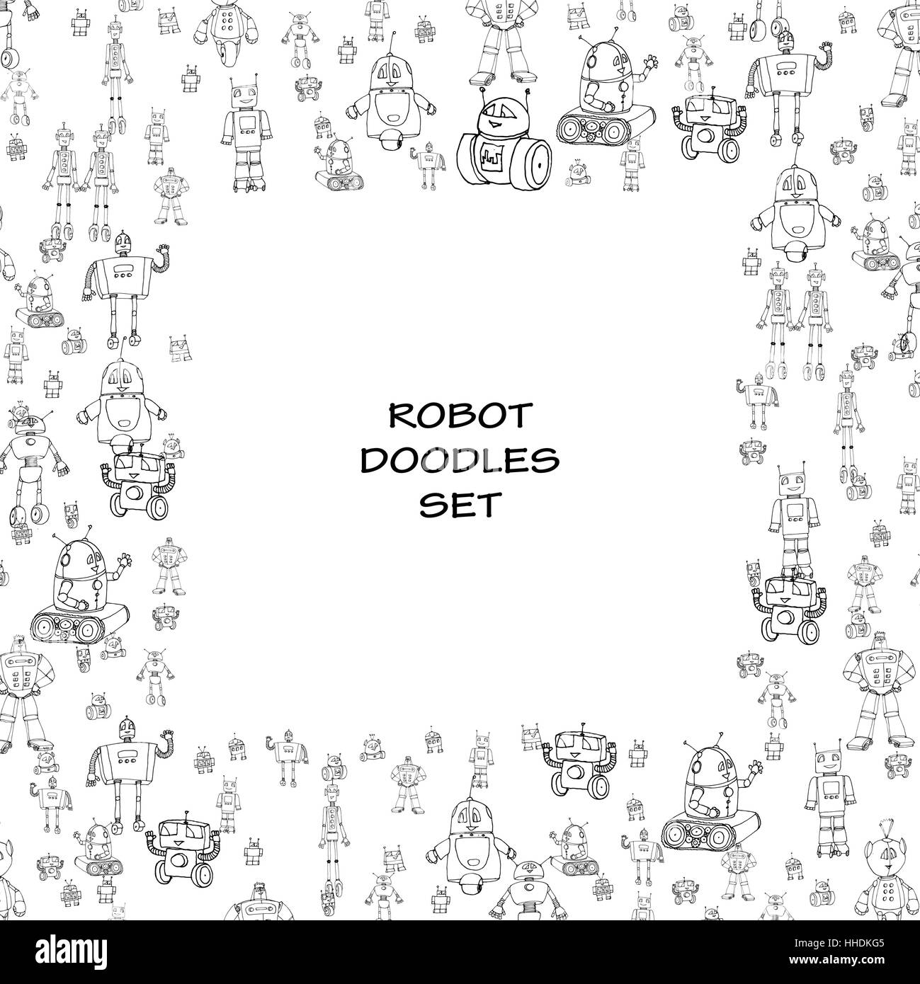 Robot doodle frame Stock Vector Image & Art - Alamy
