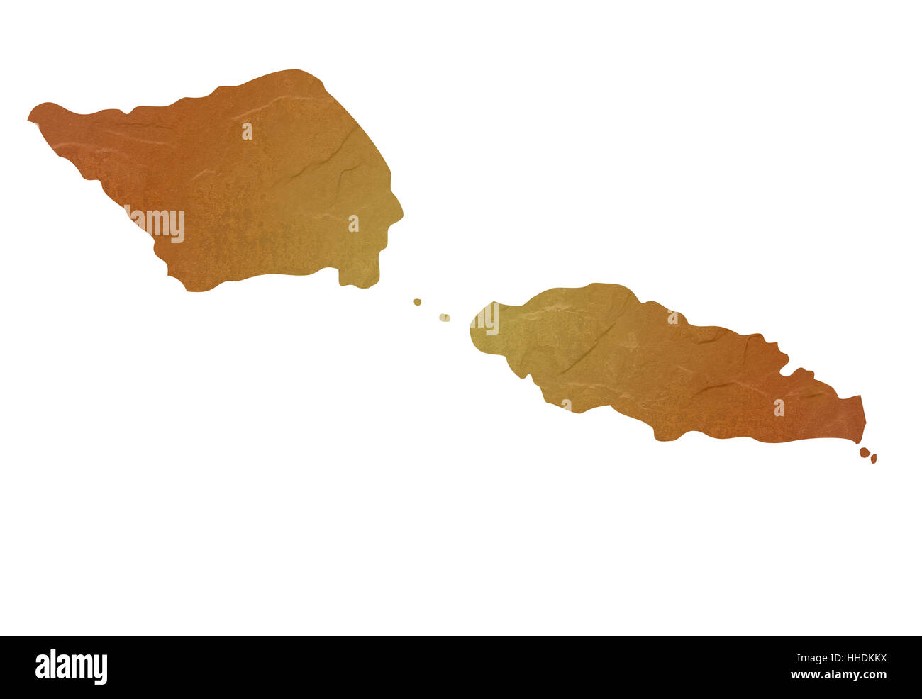 Samoa map with brown rock or stone texture, isolated on white ...