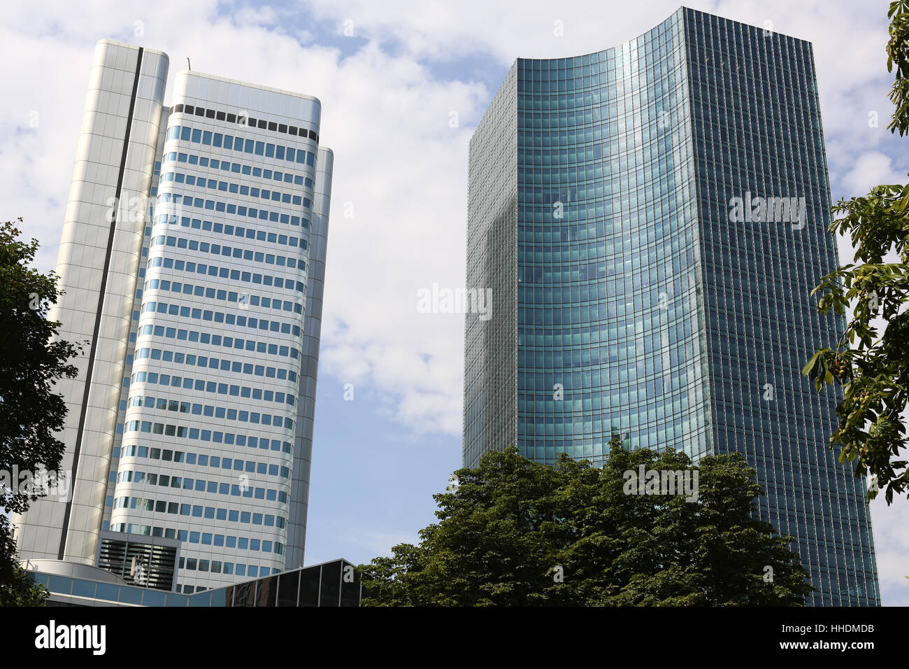 frankfort, skyscrapers, skyscraper, railway, locomotive, train, engine ...