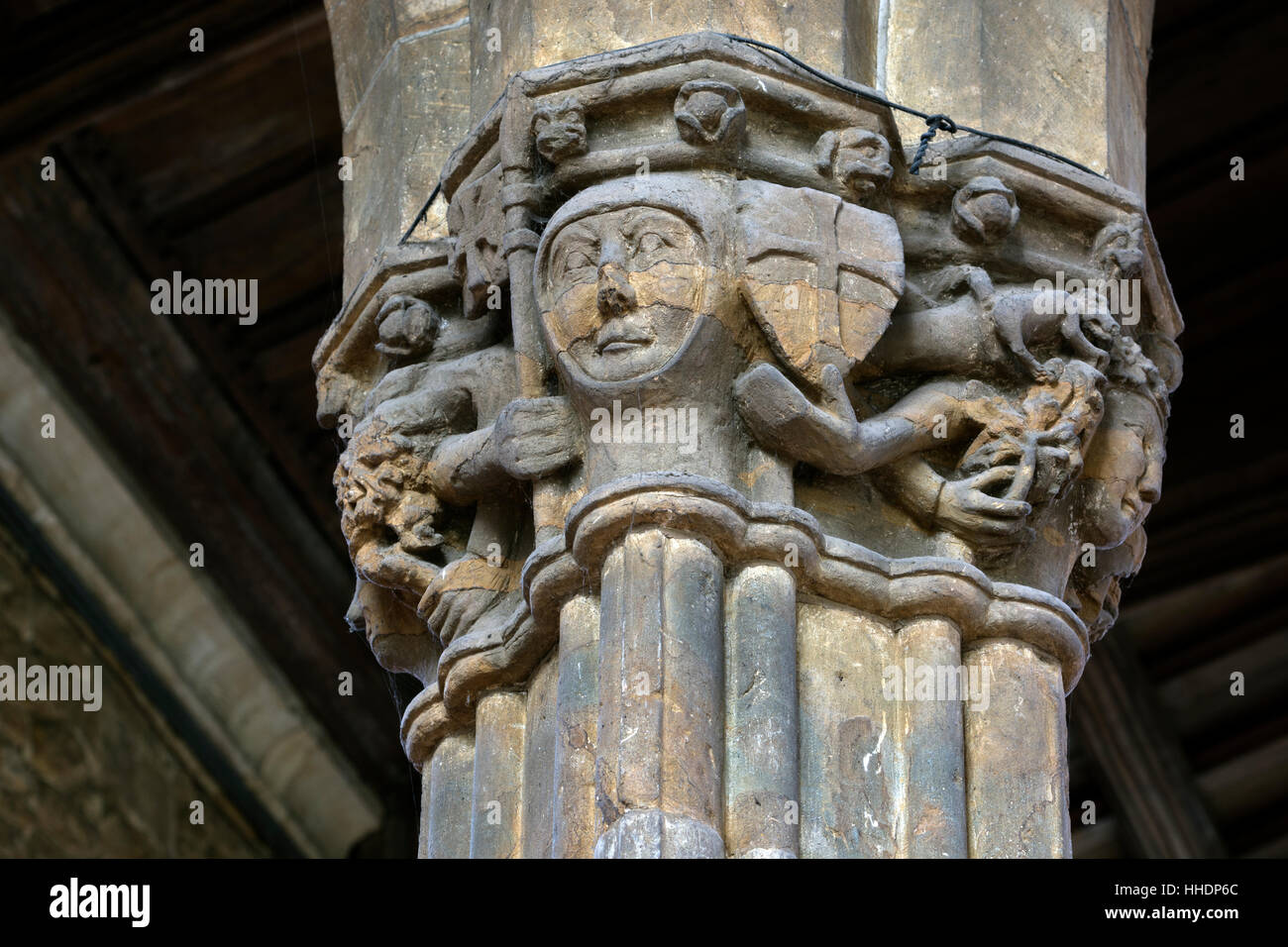 Carved capital in St. Mary`s Church, Bloxham, Oxfordshire, England, UK ...