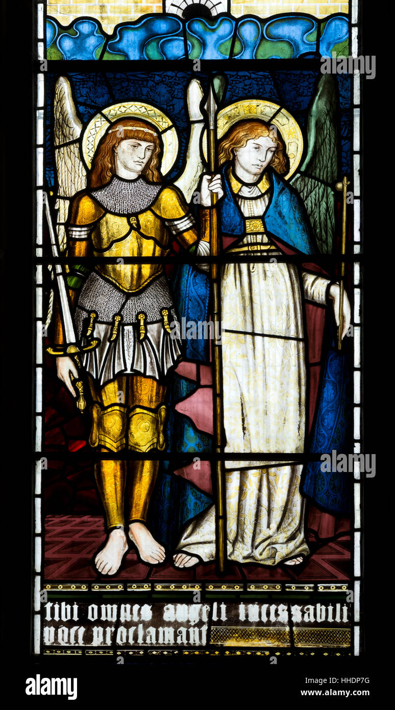 Archangels Michael and Raphael stained glass, St. Mary`s Church ...