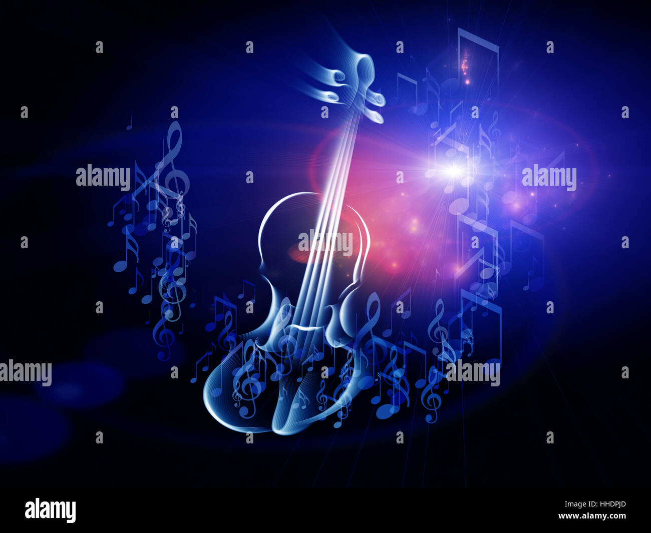 Composition of violin graphic, musical notes and design elements ...