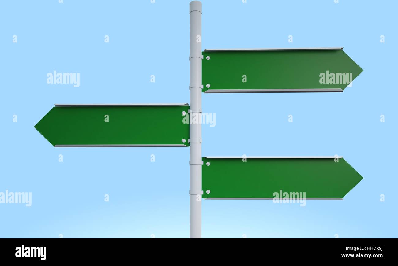 3d rendering Green signpost Stock Photo - Alamy