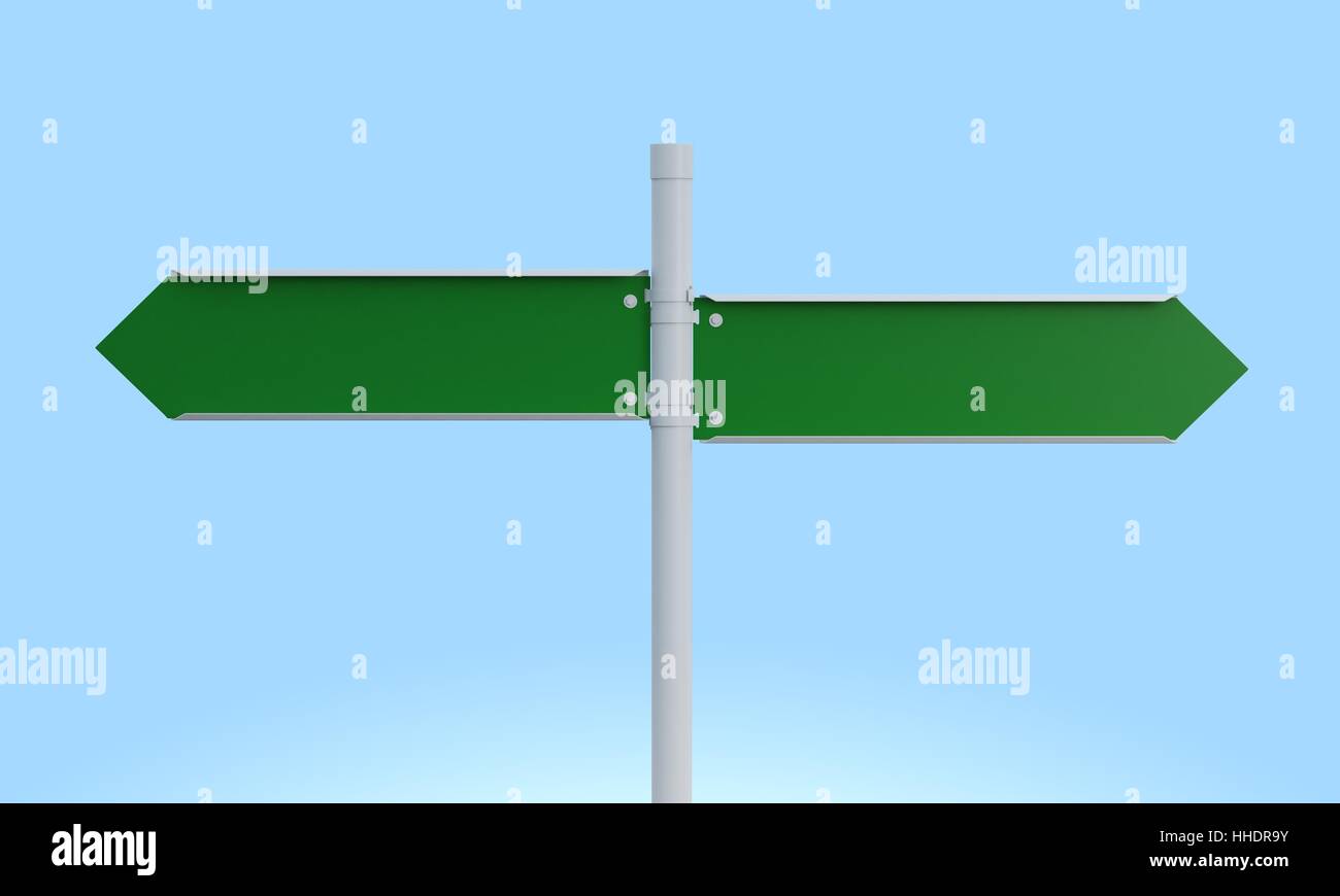 3d rendering Green signpost Stock Photo - Alamy