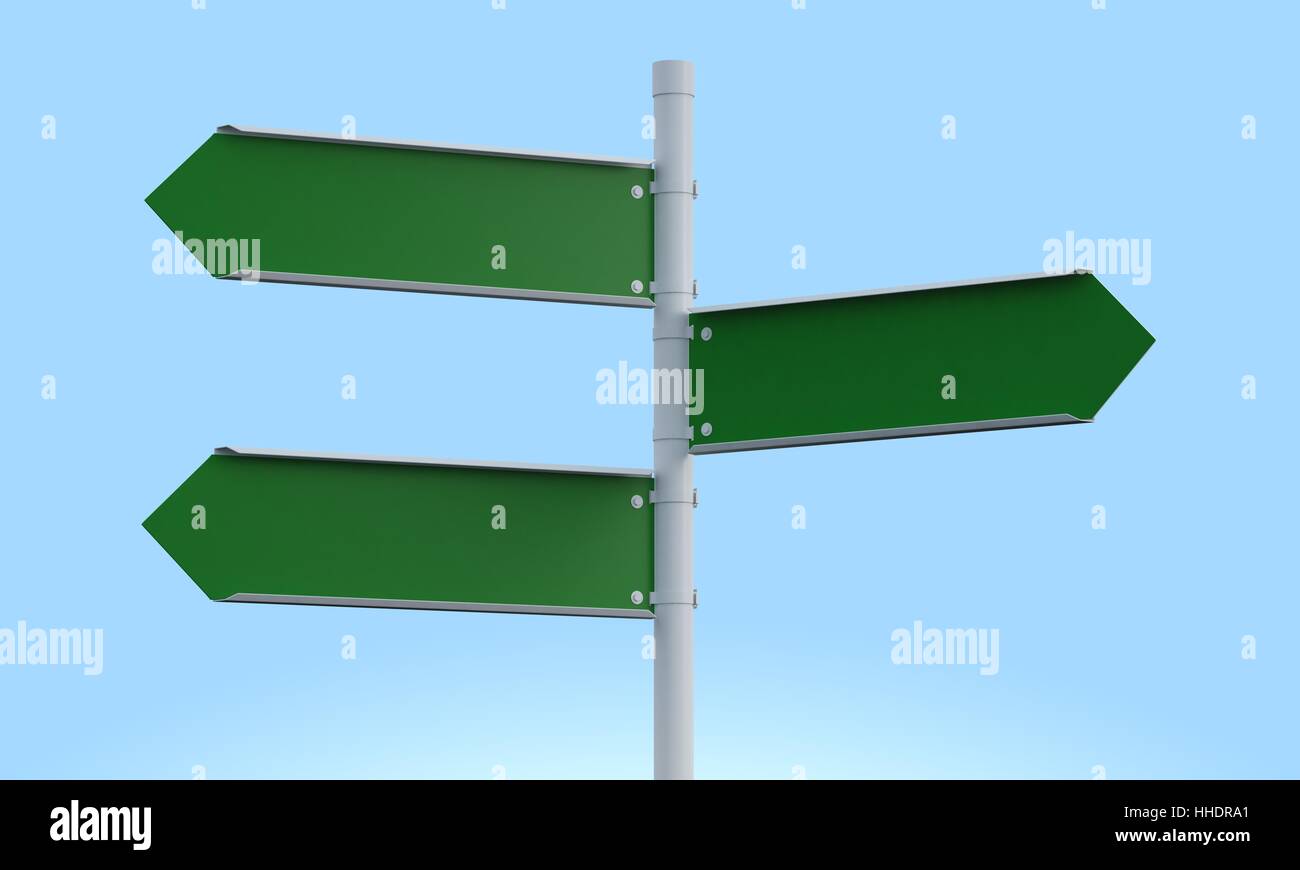 3d rendering Green signpost Stock Photo - Alamy