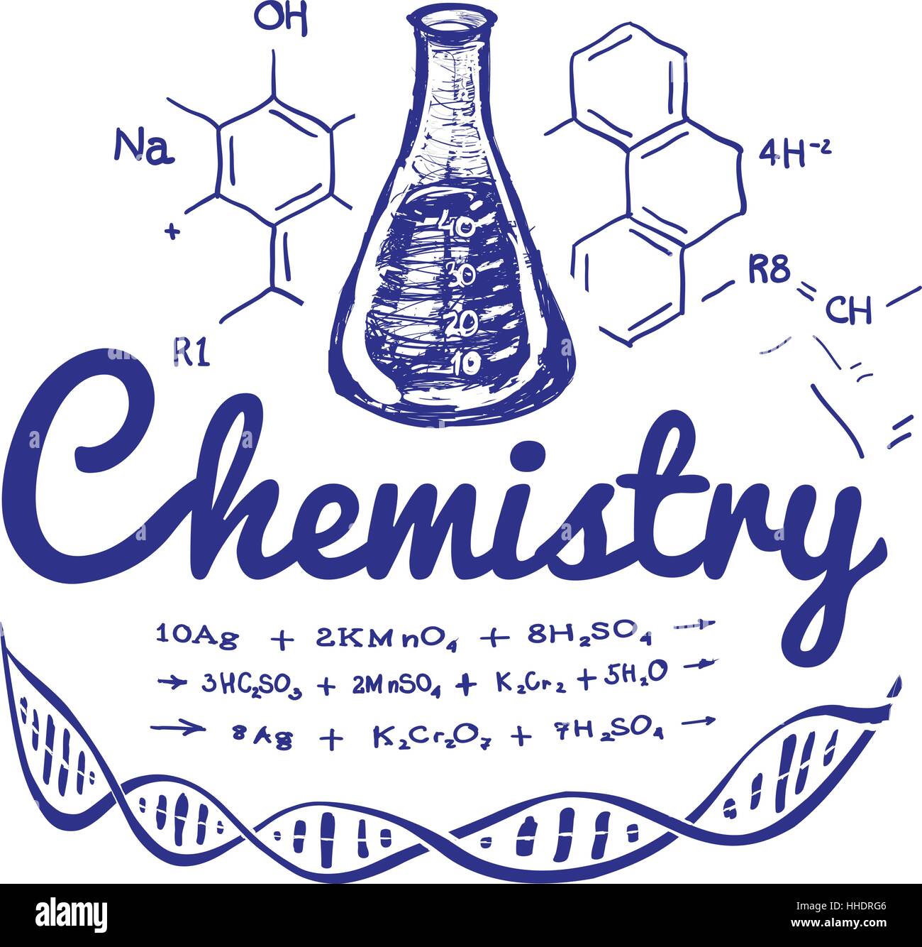 Hand drawn chemistry Stock Vector Art & Illustration, Vector Image ...