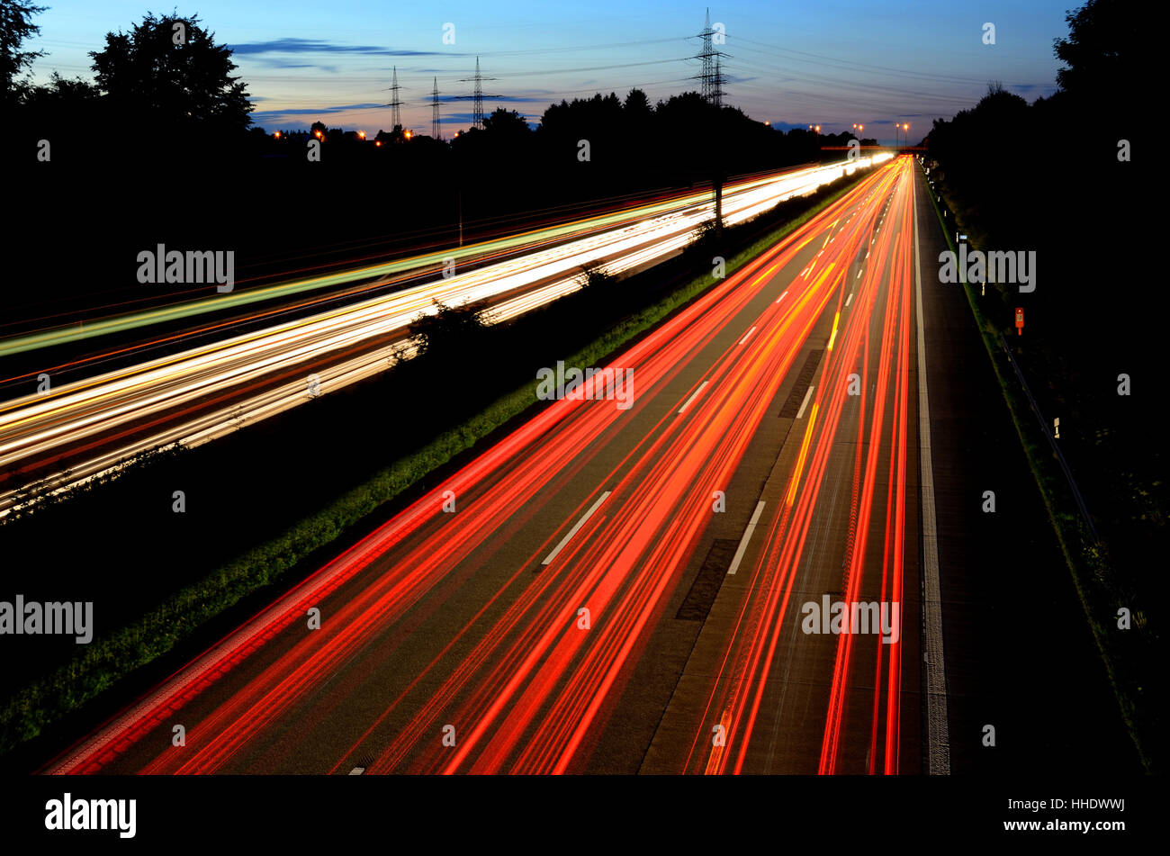 traffic, transportation, at night, lights, motorway, highway, reflector ...