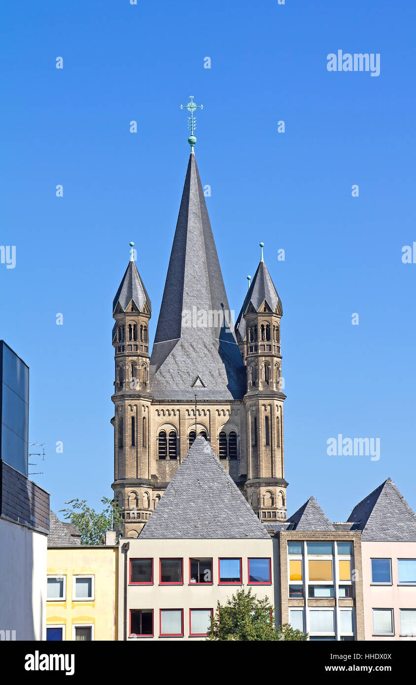religion, church, cologne, old town, sightseeing, steeple, house ...