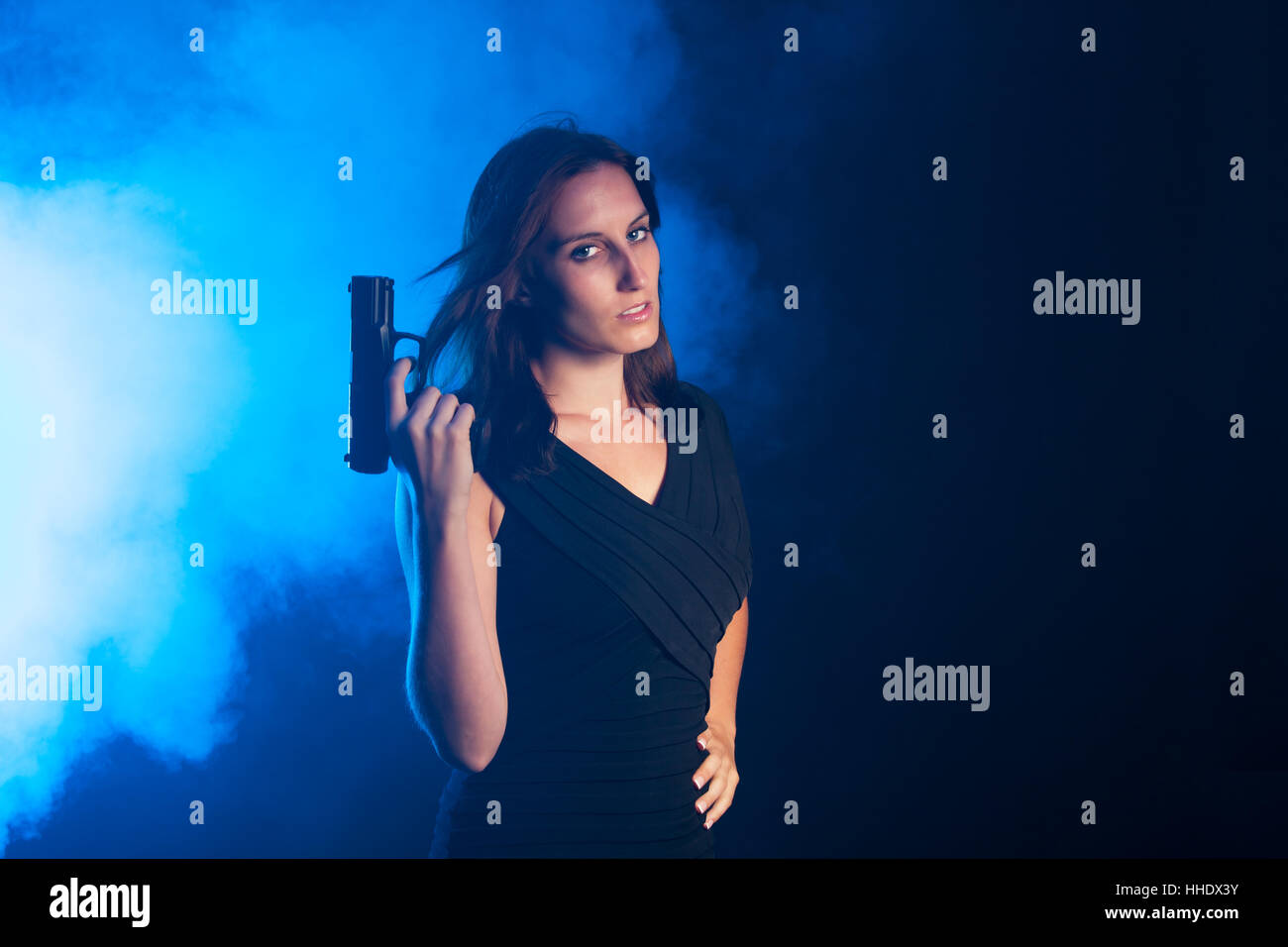 woman, smoke, smoking, smokes, fume, fog, pistol, arm, weapon, firearm ...