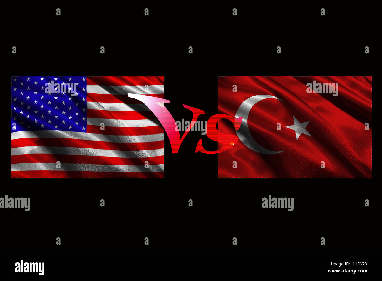 USA VS Turkey psychology war 3D illustration symbol Stock Photo - Alamy