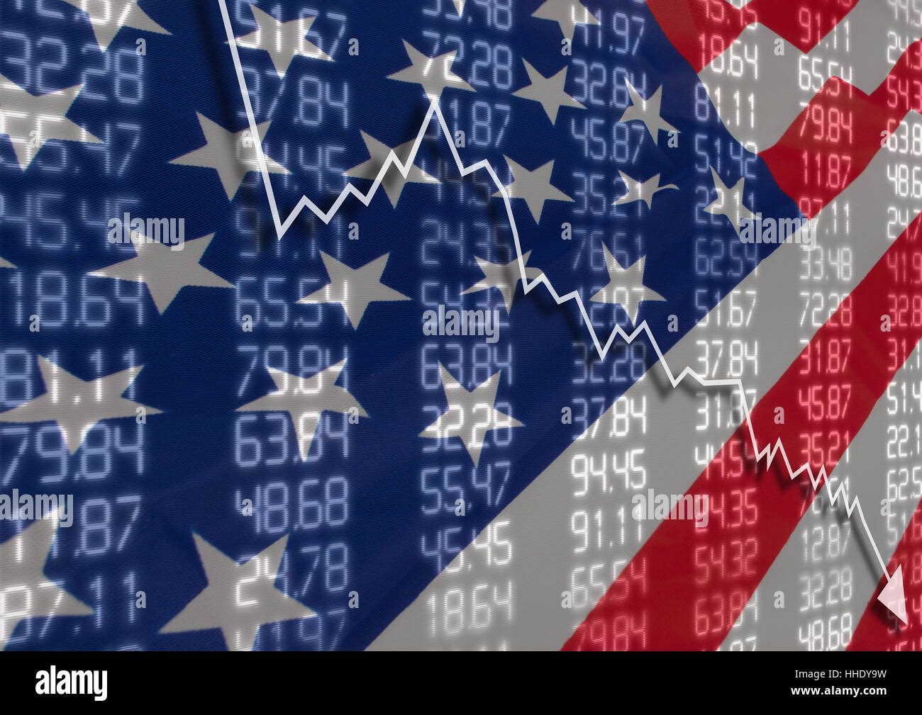 Usa crisis financial stock down shares flag america hi-res stock ...